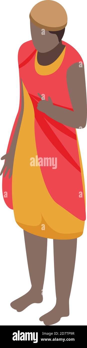 African native woman icon. Isometric of african native woman vector ...