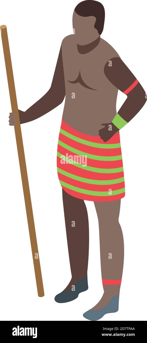 African tribal man icon. Isometric of african tribal man vector icon ...