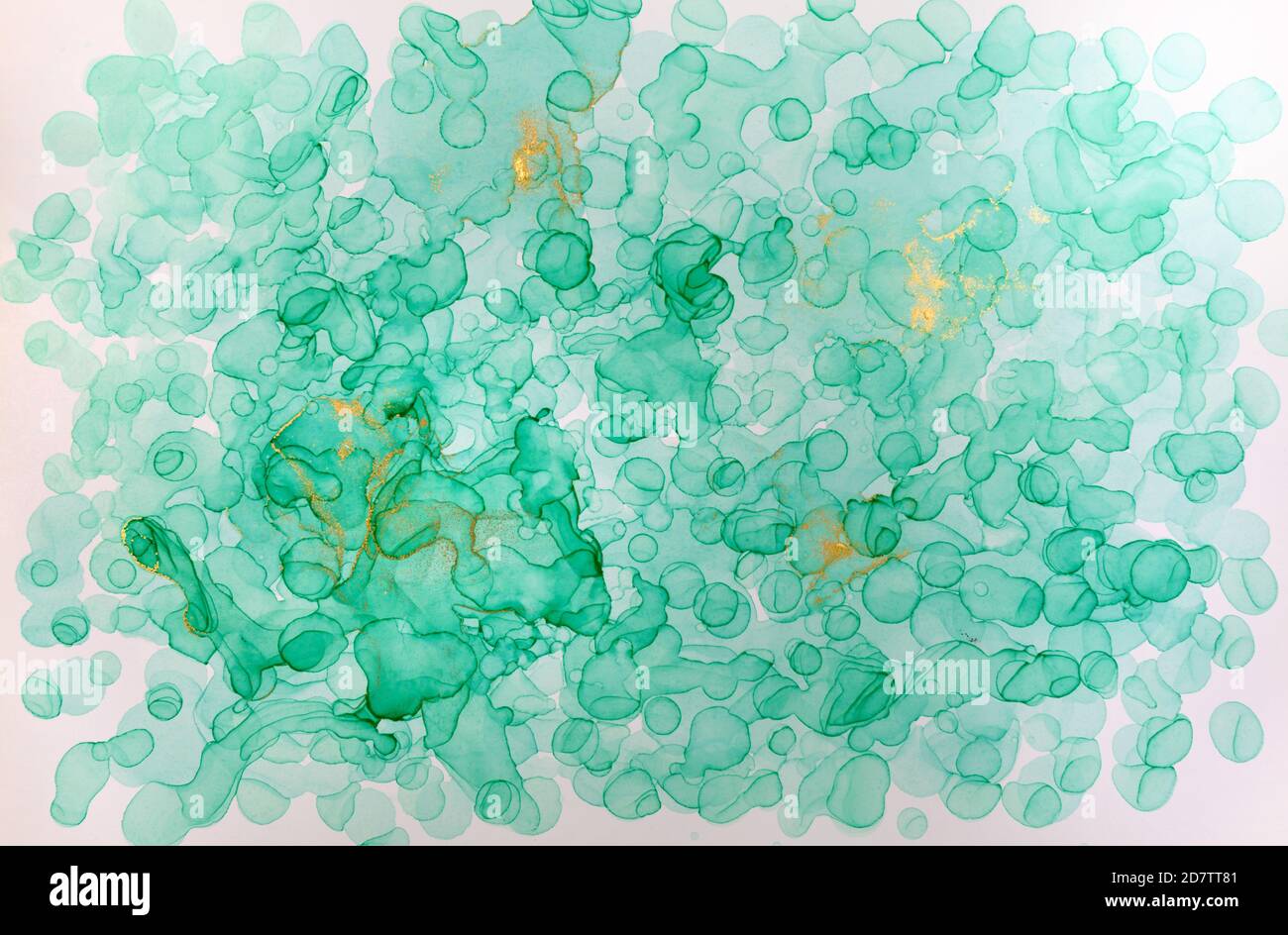 Watercolor abstract texture. Green and gold drops illustration Stock ...