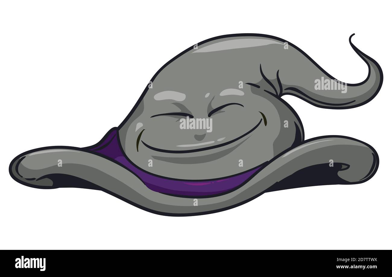 Magic wizard hat character with closed eyes and smiling face, isolated ...