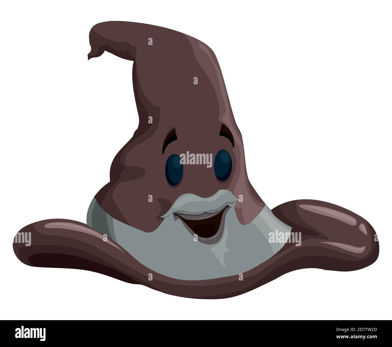 Happy, wise and bearded wizard hat character, isolated over white ...