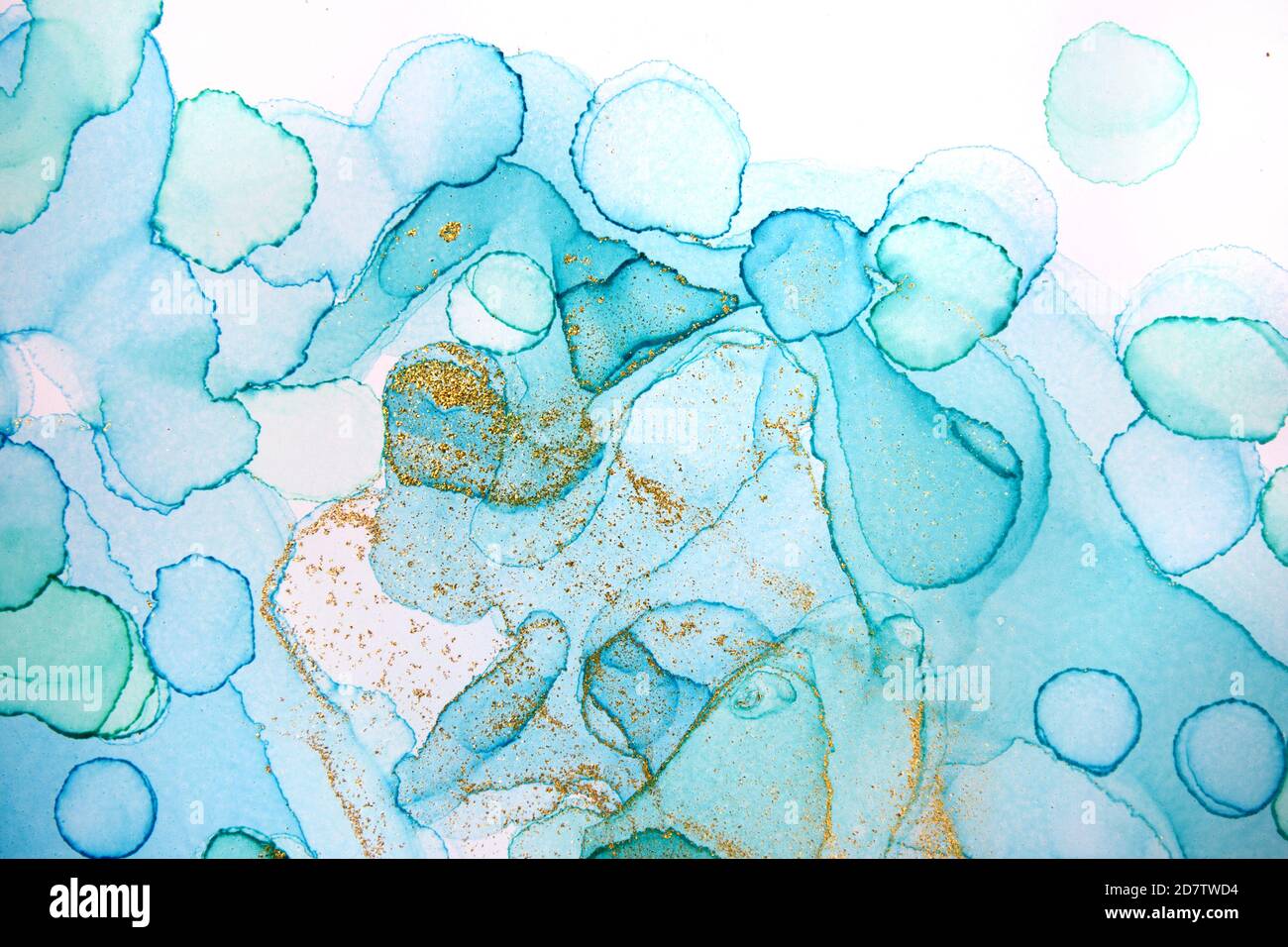 Transparent blue handdrawn watercolor drops on white background ...