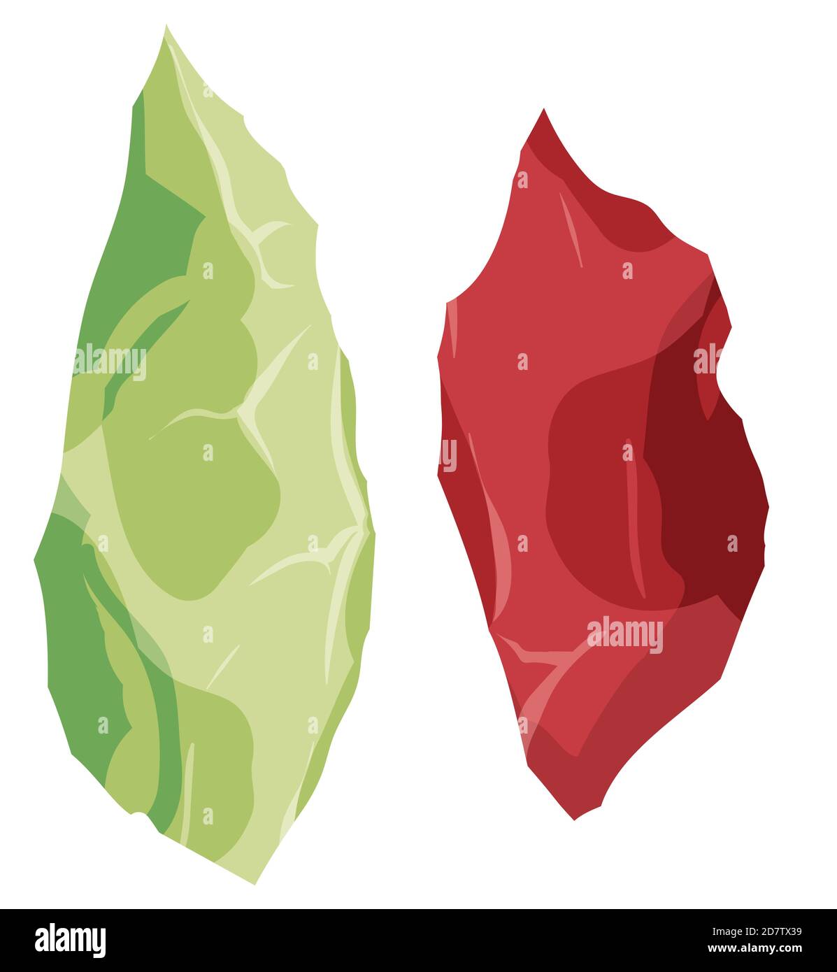 Isolated gemstones in green and red colors, with powerful magic for ...