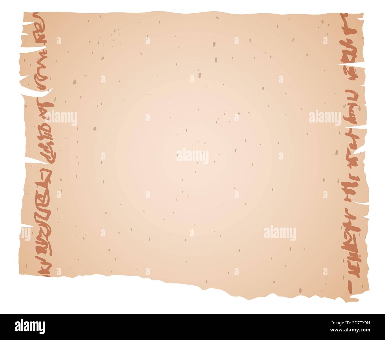 Ragged scroll with magic spell in the margins, isolated over white ...