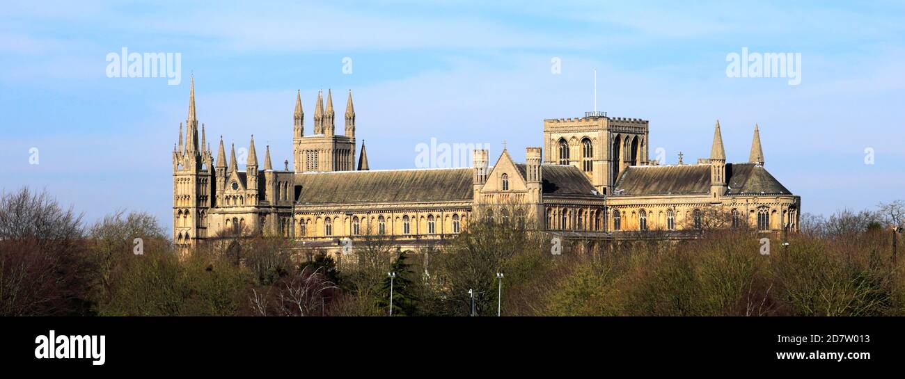 The South facade of Peterborough City Cathedral, Cambridgeshire ...