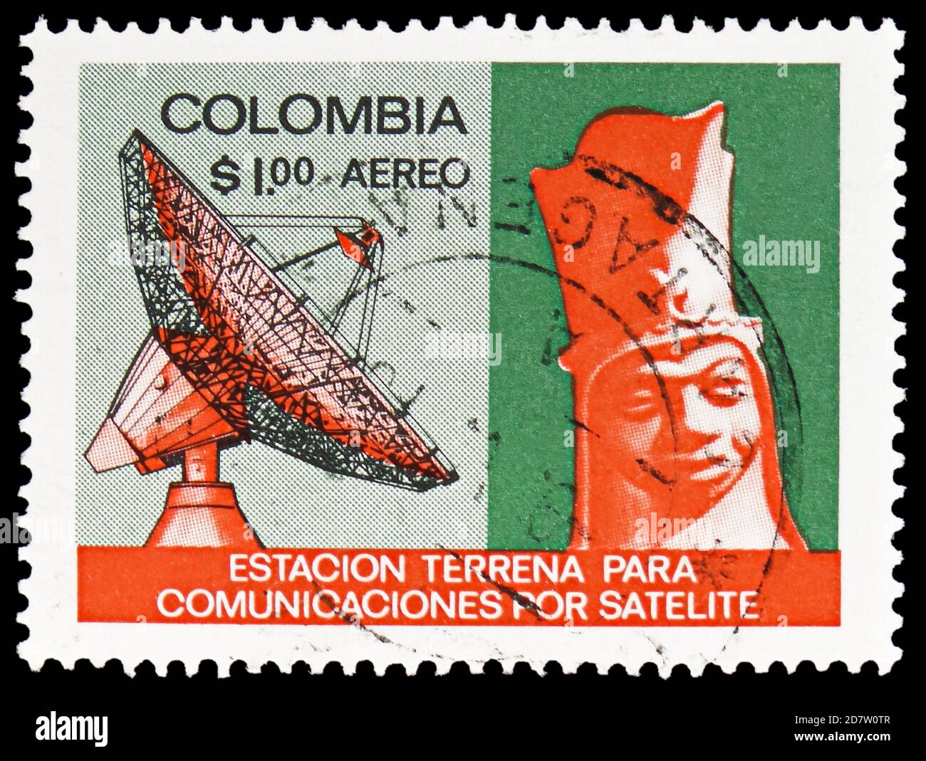MOSCOW, RUSSIA - OCTOBER 9, 2020: Postage stamp printed in Colombia ...