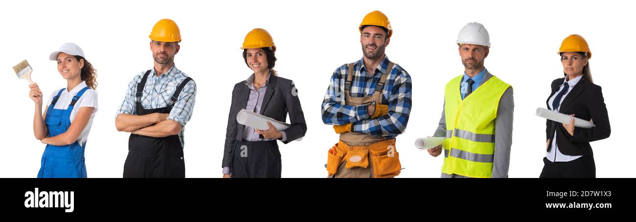 Collection of portraits of construction industry workers. Design ...