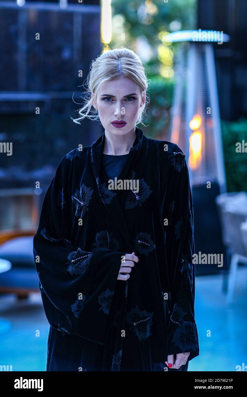 Arab Model in Arab Transitional Abaya Dress Stock Photo - Alamy