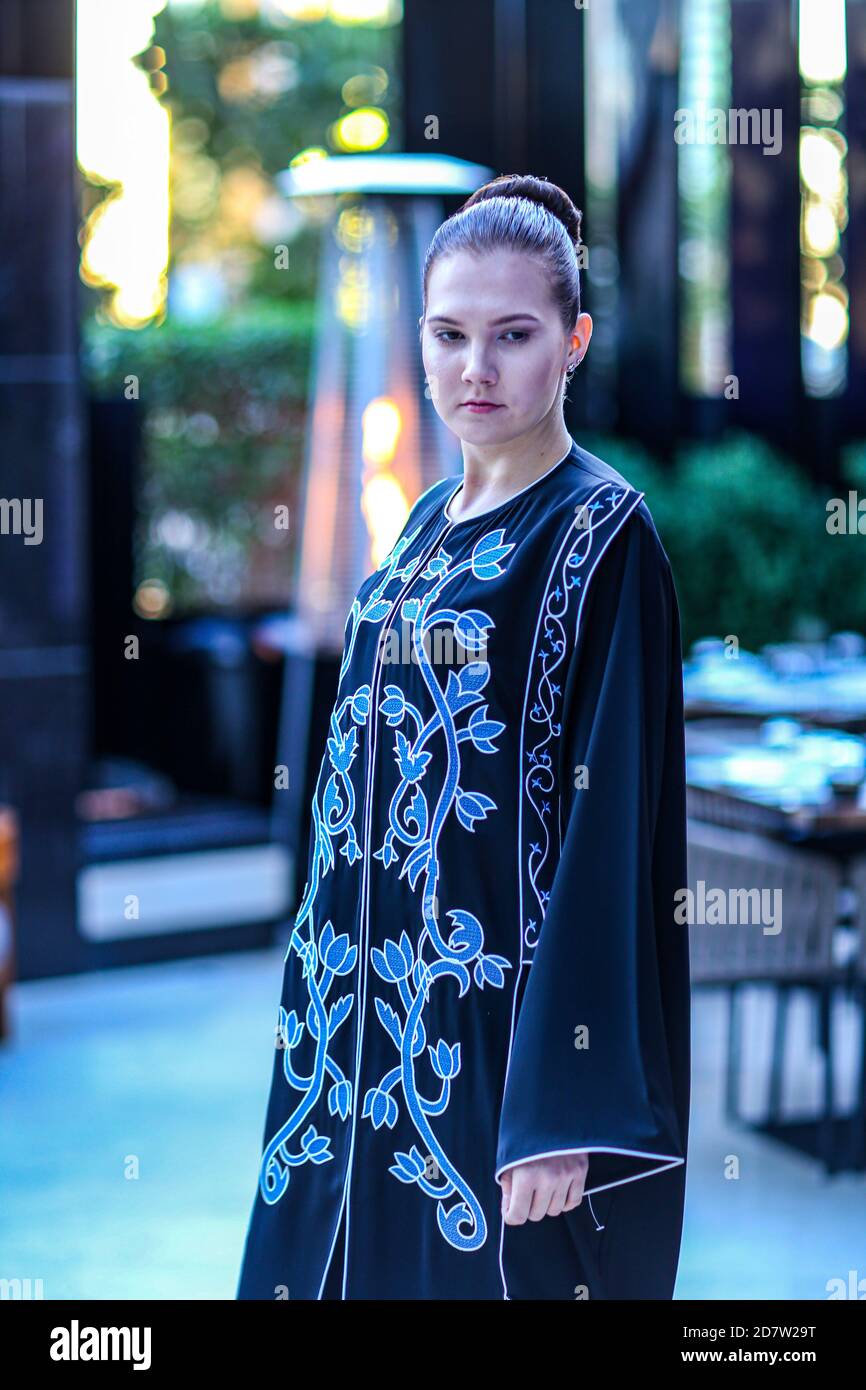 Arab Model in Arab Transitional Abaya Dress Stock Photo - Alamy