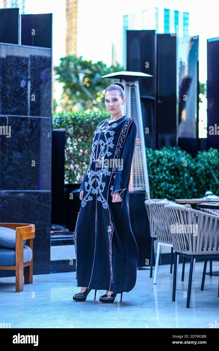 Arab Model in Arab Transitional Abaya Dress Stock Photo - Alamy