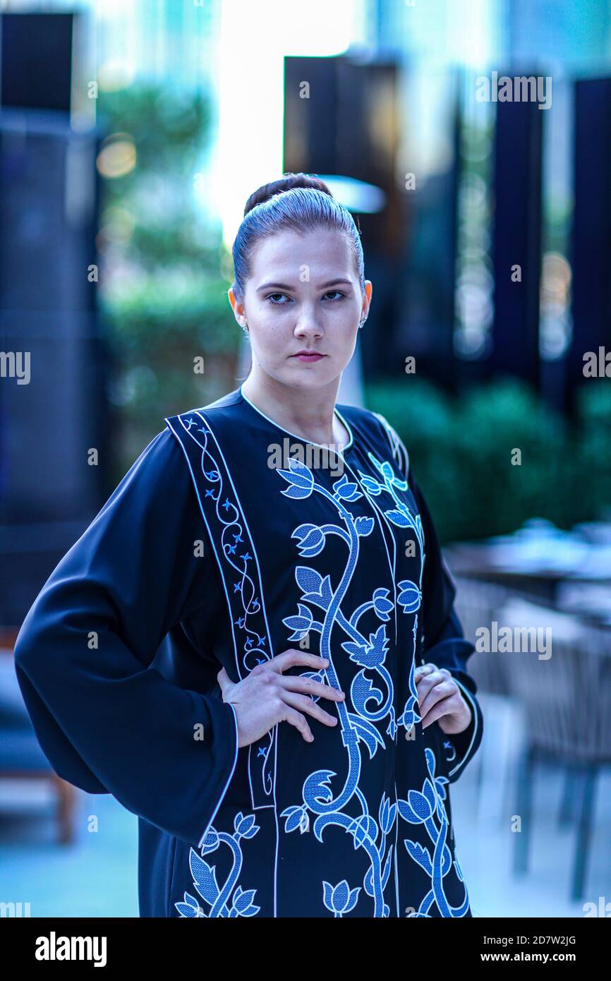 Arab Model in Arab Transitional Abaya Dress Stock Photo - Alamy