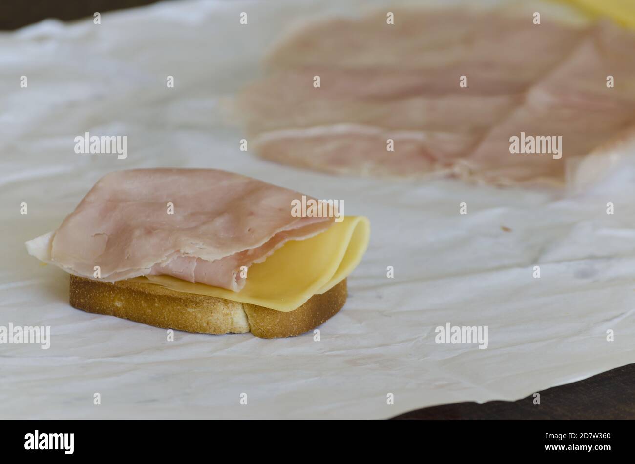 Closeup shot of a Toast with ham and cheese Stock Photo - Alamy