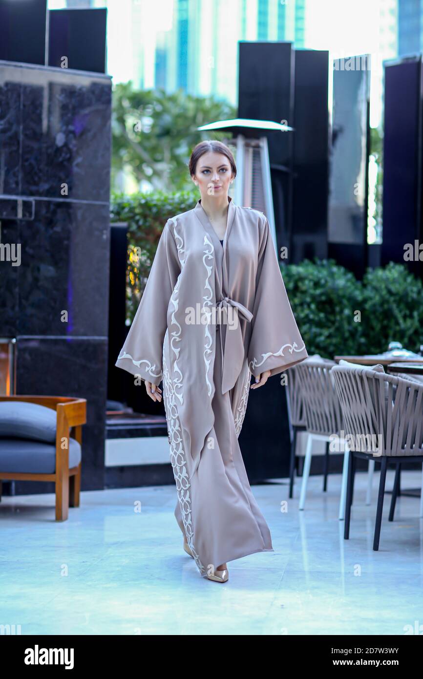 Arab Model in Arab Transitional Abaya Dress Stock Photo - Alamy