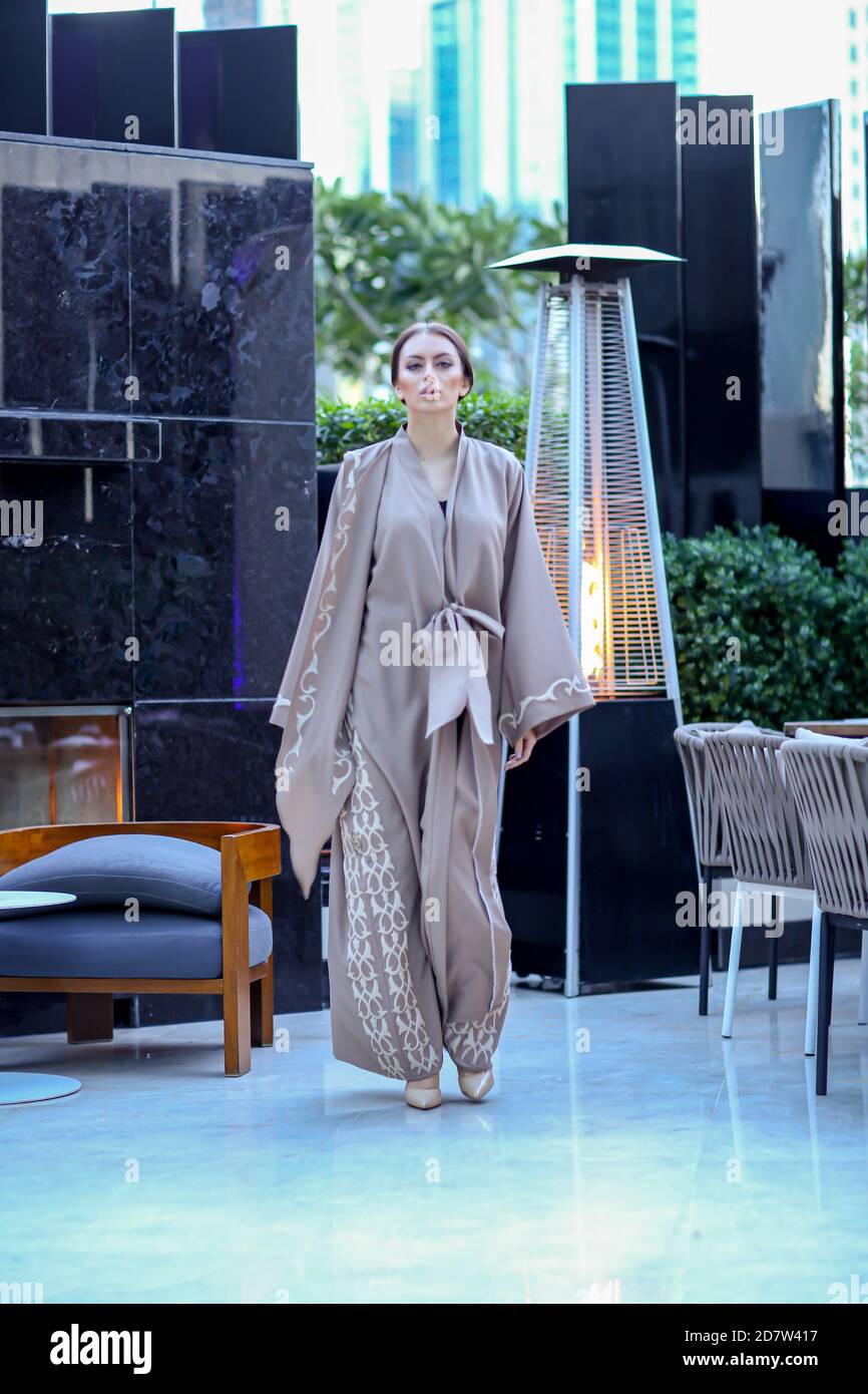 Arab Model in Arab Transitional Abaya Dress Stock Photo - Alamy