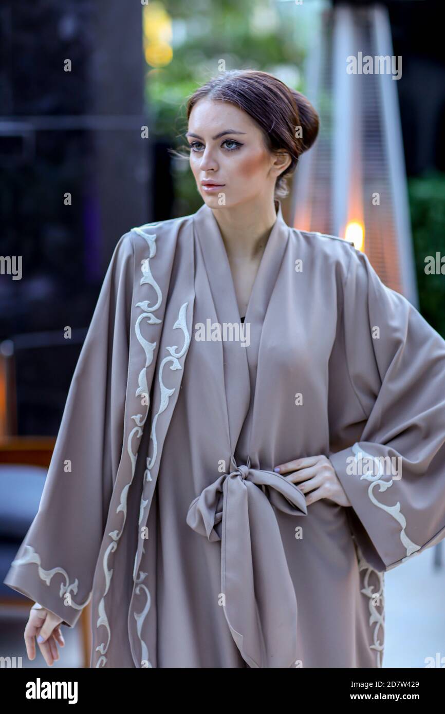 Arab Model in Arab Transitional Abaya Dress Stock Photo - Alamy
