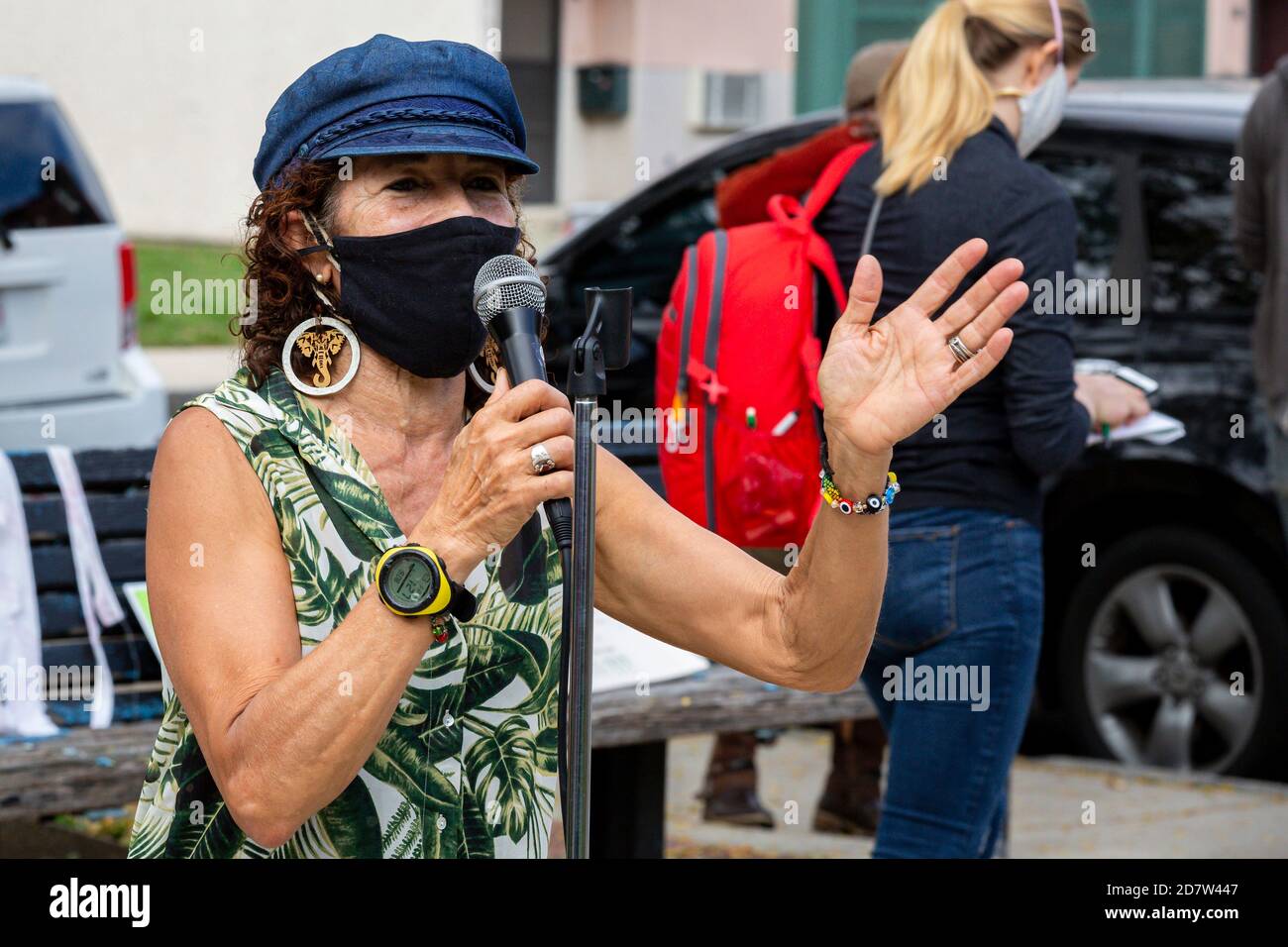 October 24, 2020. Boston, MA. About 50 activists rallied and lined ...