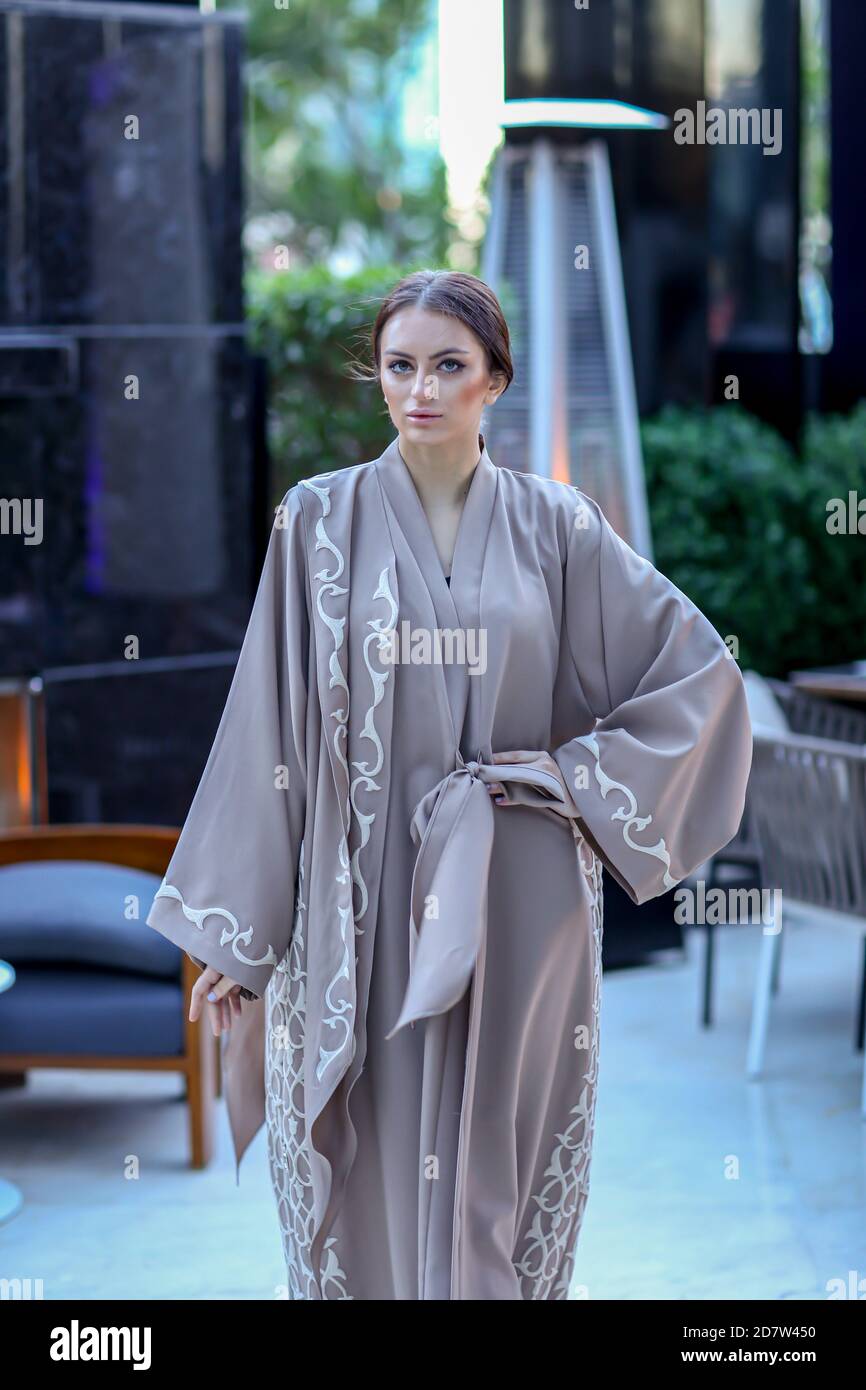 Arab Model in Arab Transitional Abaya Dress Stock Photo - Alamy
