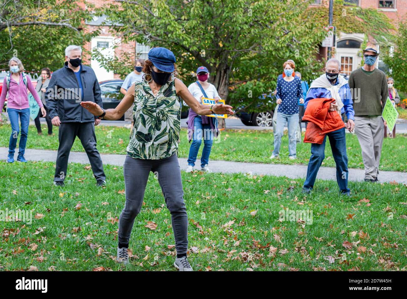 October 24, 2020. Boston, MA. About 50 activists rallied and lined ...