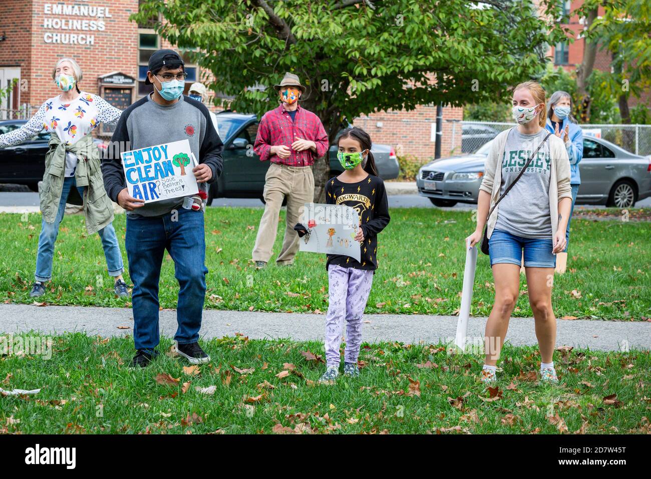 October 24, 2020. Boston, MA. About 50 activists rallied and lined ...