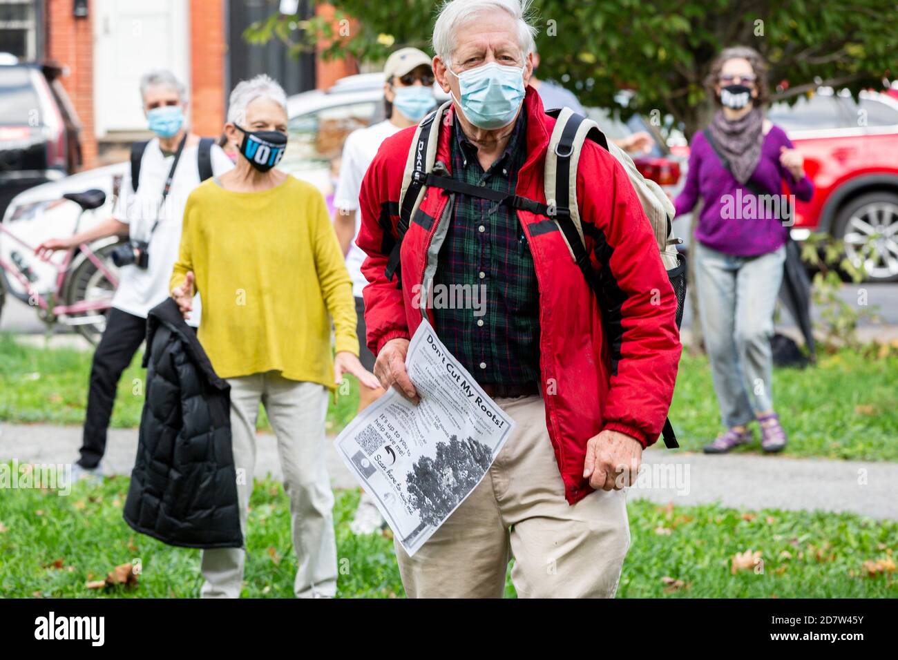 October 24, 2020. Boston, MA. About 50 activists rallied and lined ...