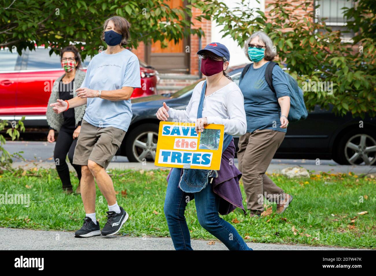 October 24, 2020. Boston, MA. About 50 activists rallied and lined ...