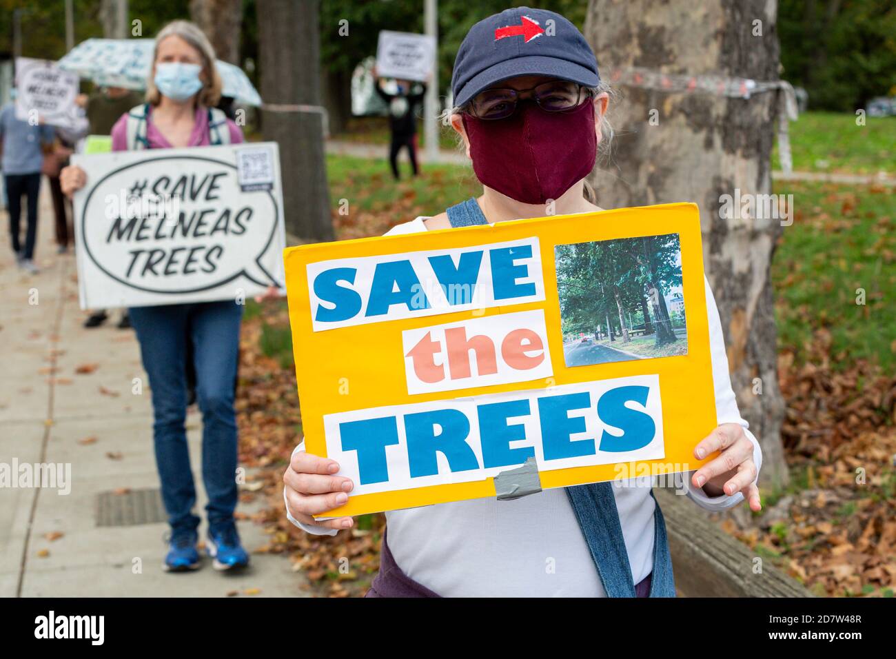 October 24, 2020. Boston, MA. About 50 activists rallied and lined ...