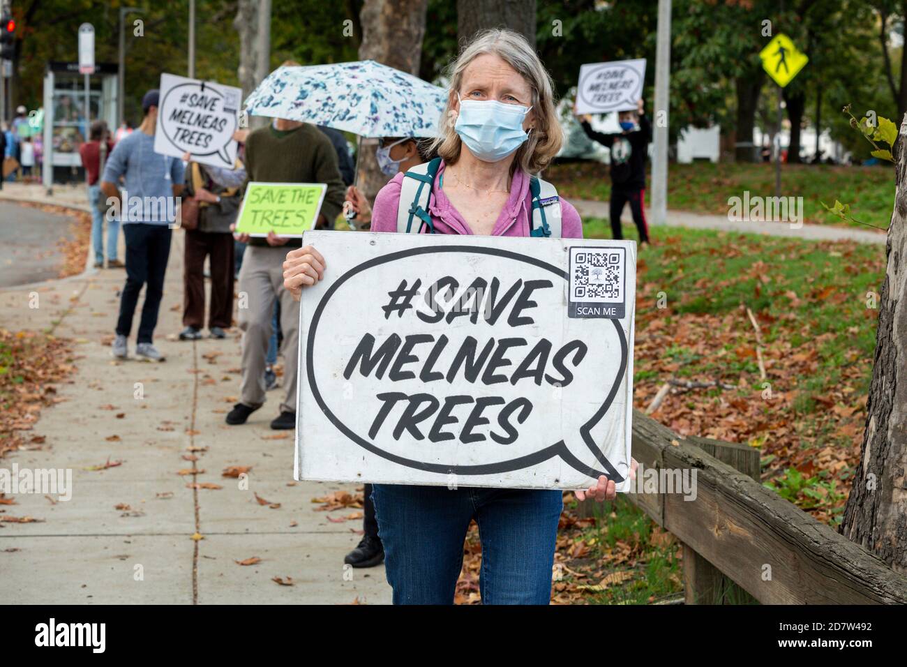 October 24, 2020. Boston, MA. About 50 activists rallied and lined ...