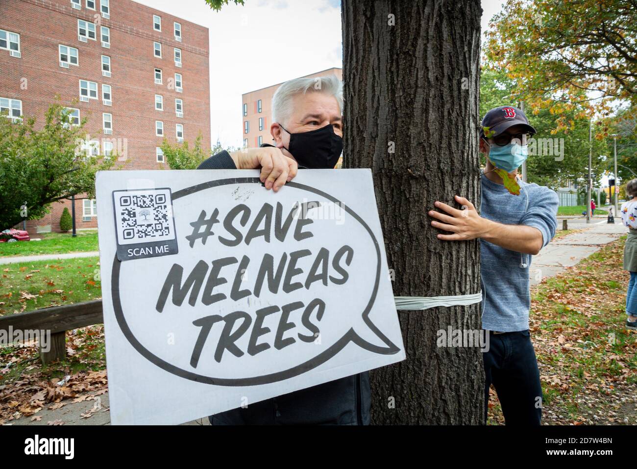 October 24, 2020. Boston, MA. About 50 activists rallied and lined ...