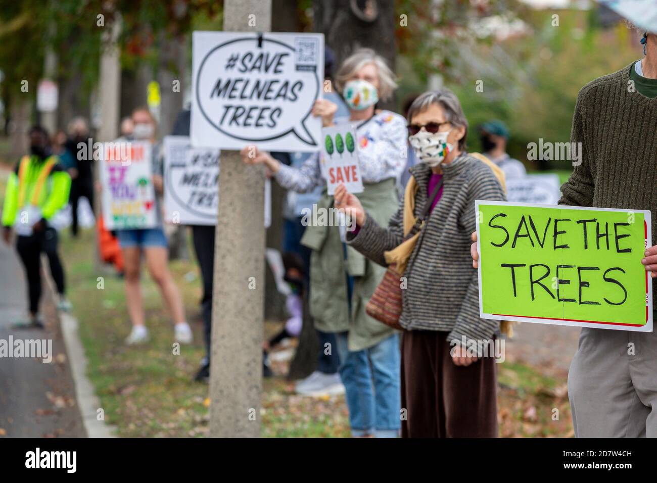 October 24, 2020. Boston, MA. About 50 activists rallied and lined ...