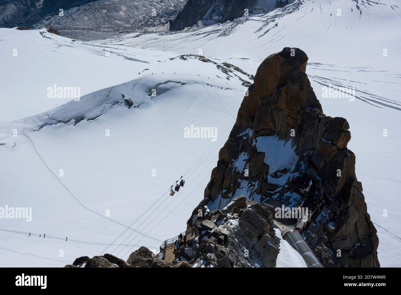 The Aiguille du Midi 3,842 m mountain in the Mont Blanc massif, French ...