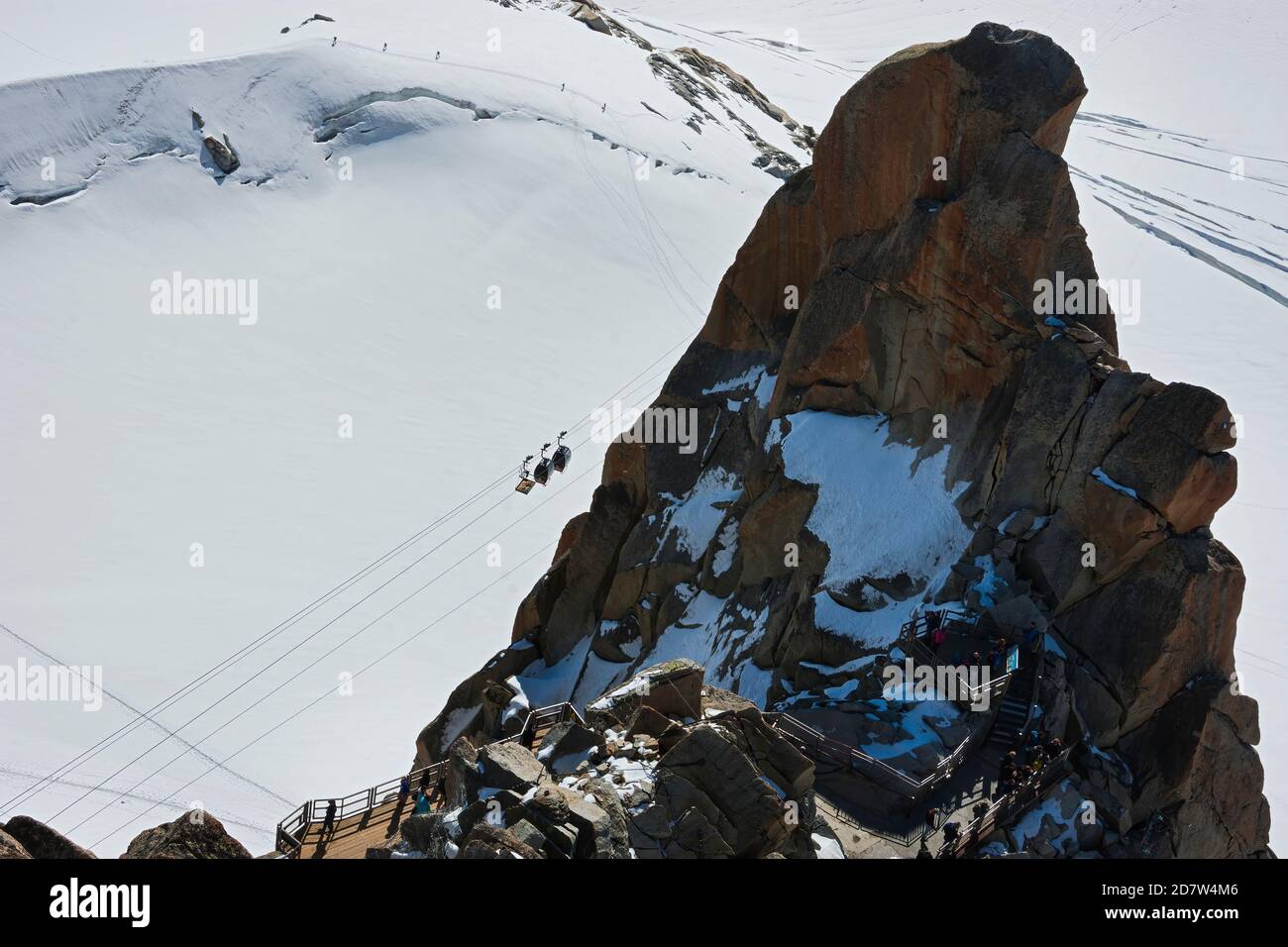 The Aiguille du Midi 3,842 m mountain in the Mont Blanc massif, French ...