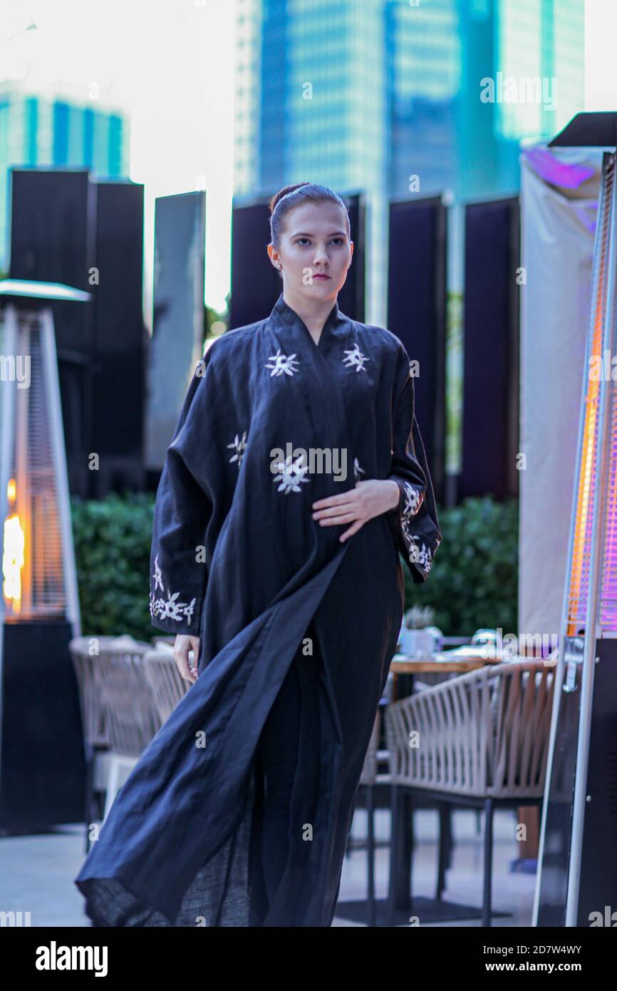 Arab Model in Arab Transitional Abaya Dress Stock Photo - Alamy