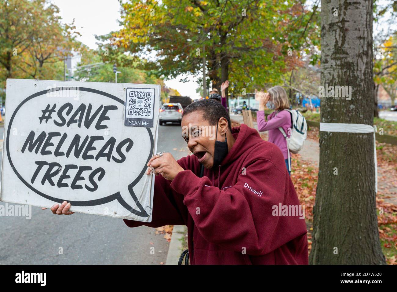 October 24, 2020. Boston, MA. About 50 activists rallied and lined ...