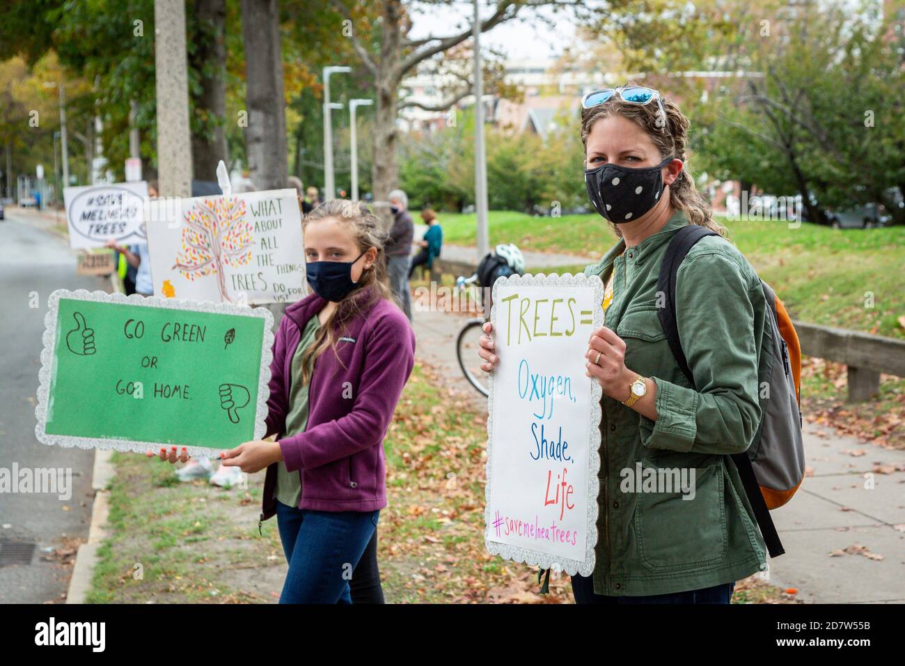 October 24, 2020. Boston, MA. About 50 activists rallied and lined ...