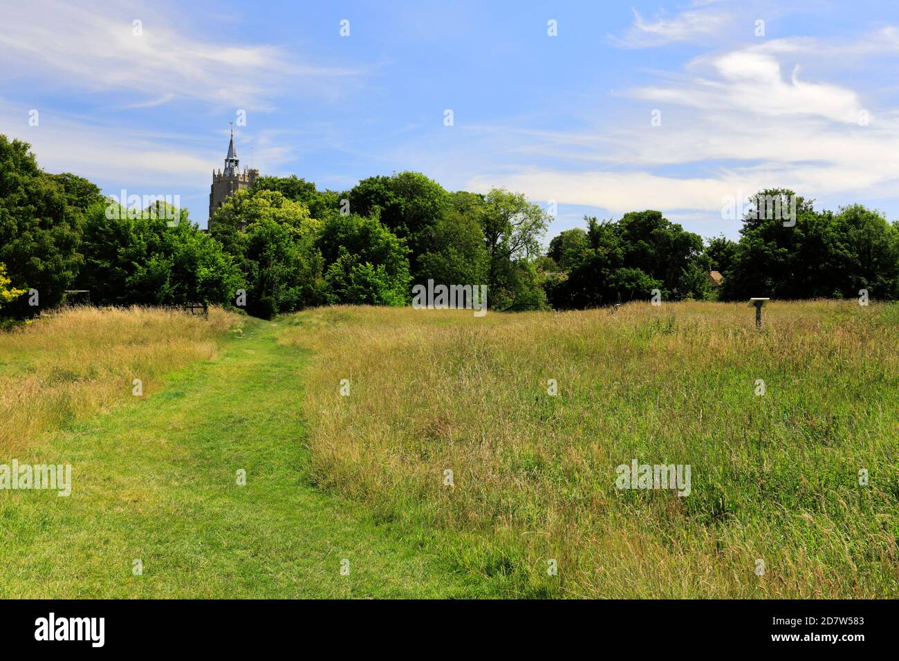 Summer view over the remains of Burwell Castle, Burwell village ...