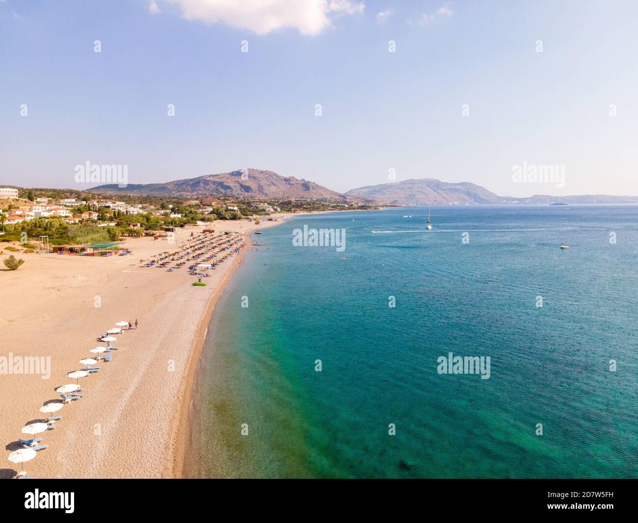 The sandy beach in Kiotari, Rhodes, Greece Stock Photo - Alamy