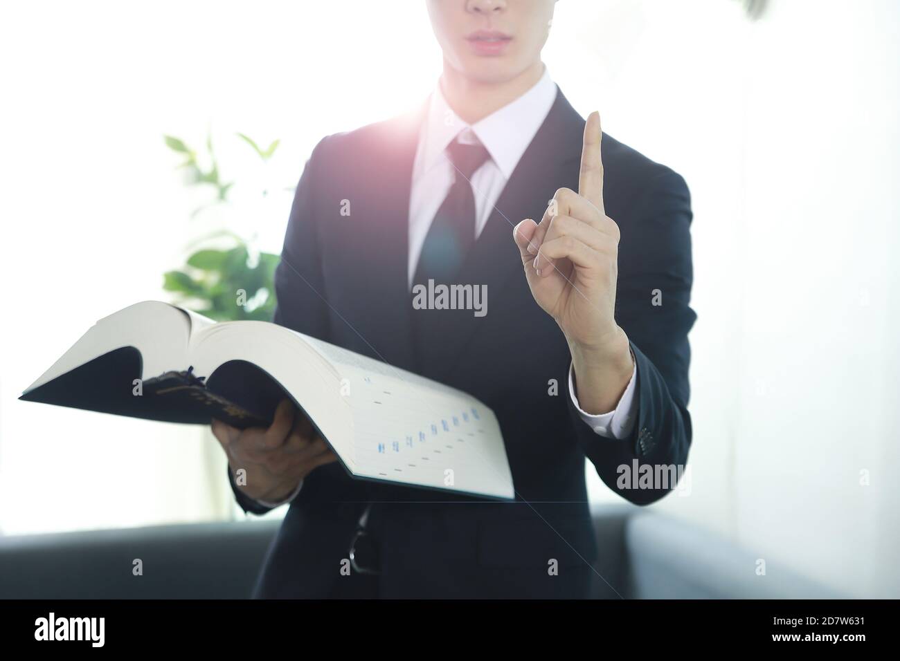 Lawyer pointing finger with law book Stock Photo - Alamy