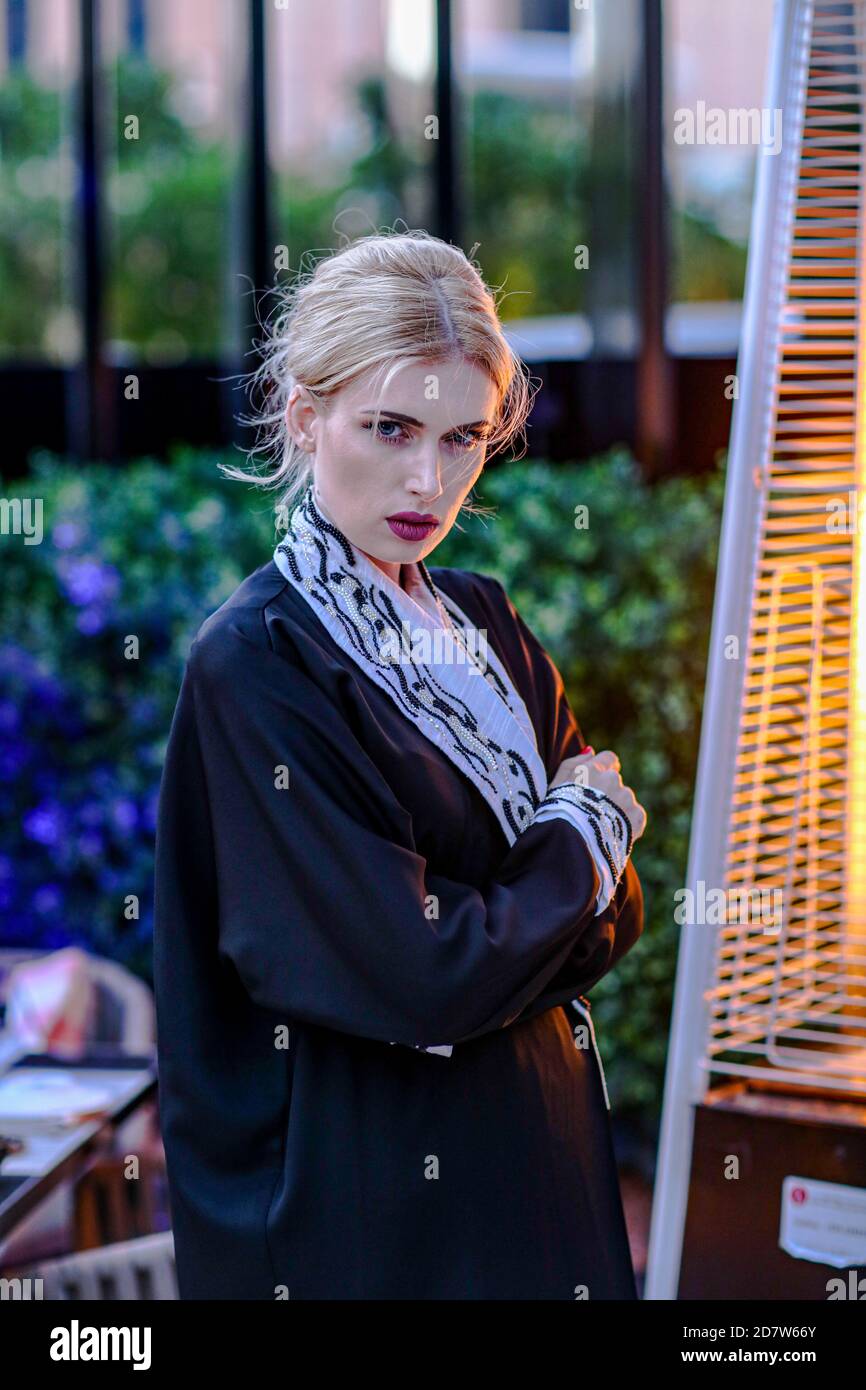 Arab Model in Arab Transitional Abaya Dress Stock Photo - Alamy