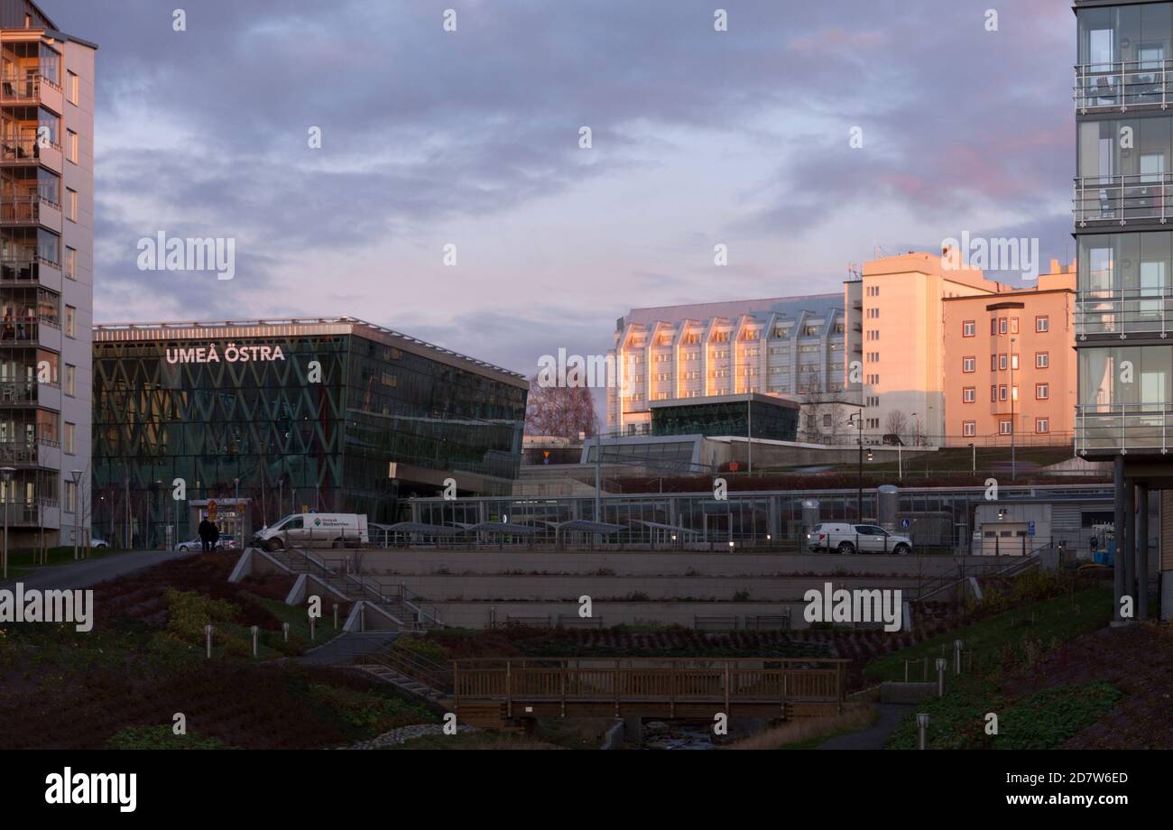 UMEA, SWEDEN ON NOVEMBER 15, 2011. Block of modern and newly built area ...