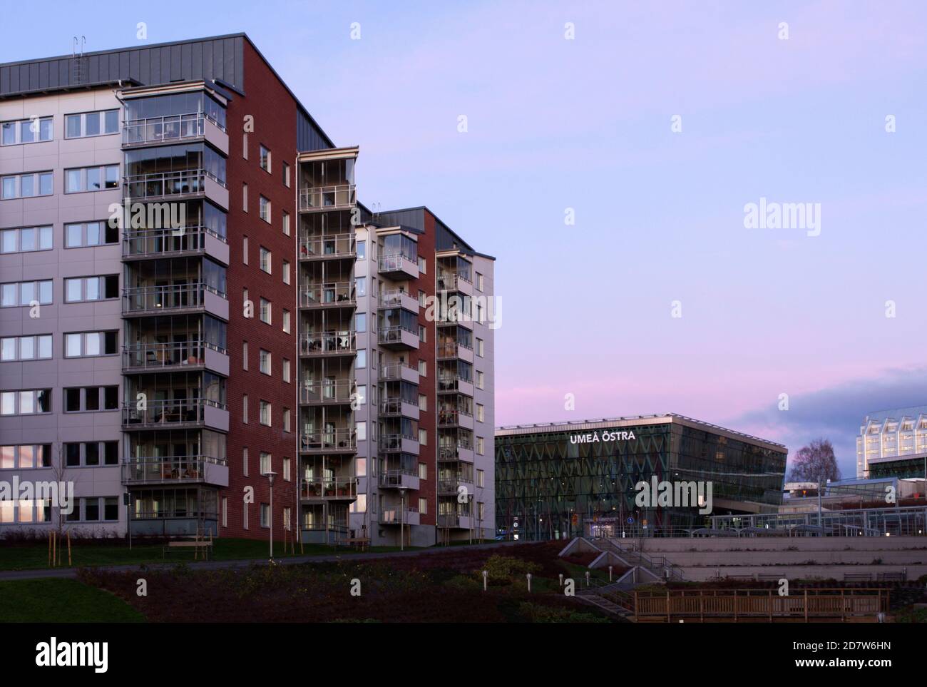 UMEA, SWEDEN ON NOVEMBER 15, 2015. Block of modern, newly built area ...