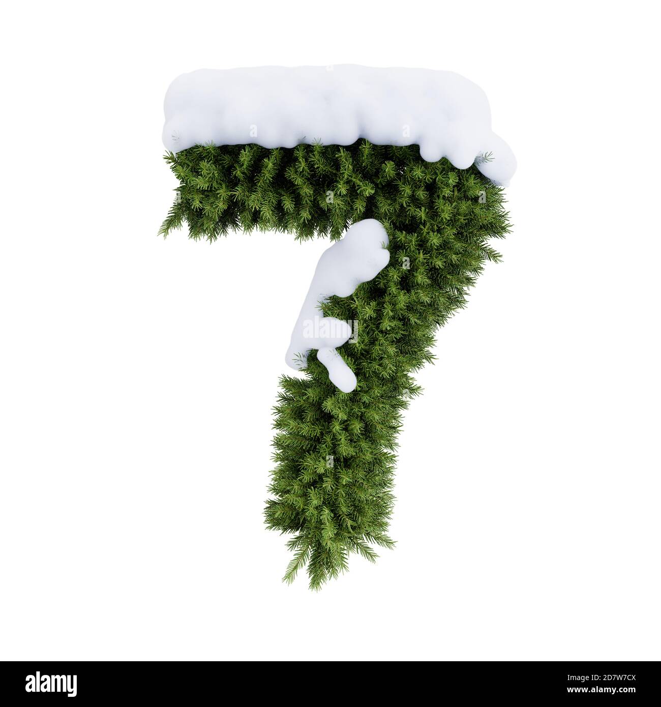 Christmas alphabet ABC digit number 7 seven font. Christmas tree ...