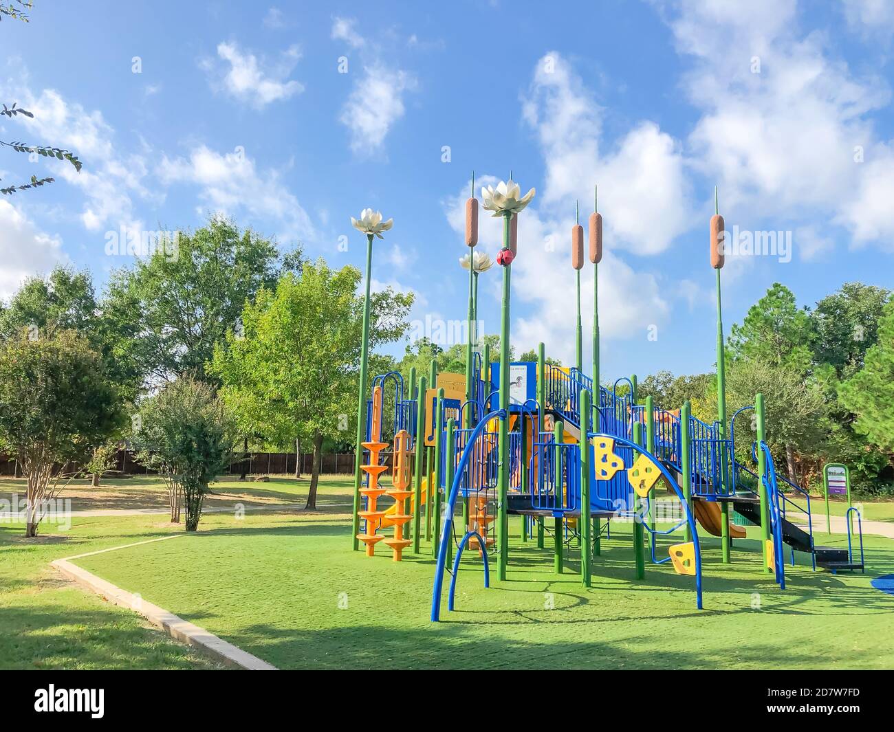 Large neighborhood playground with artificial grass in Flower Mound ...