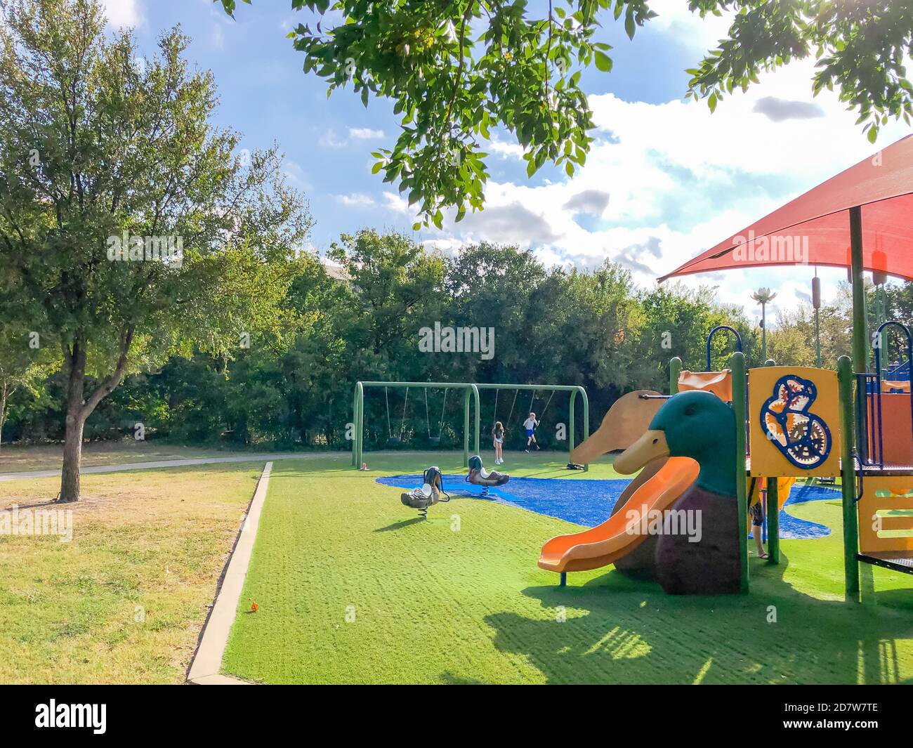New playground with sun shade sails, artificial grass in Flower Mound ...