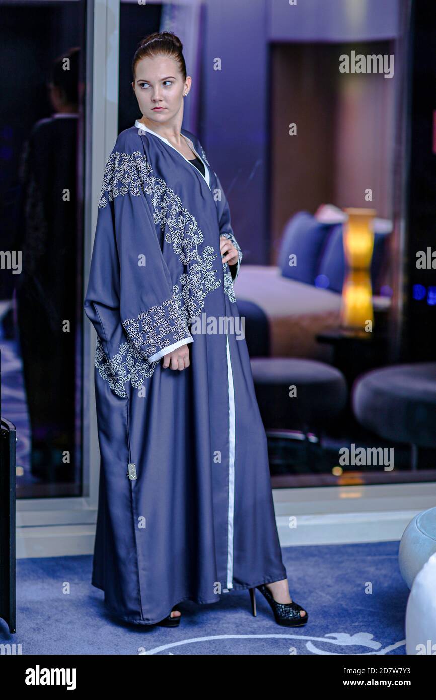 Arab Model in Arab Transitional Abaya Dress Stock Photo - Alamy