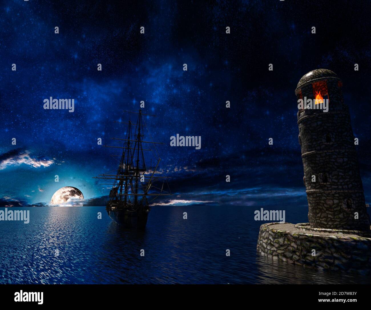 Underwater Moonlight Ship