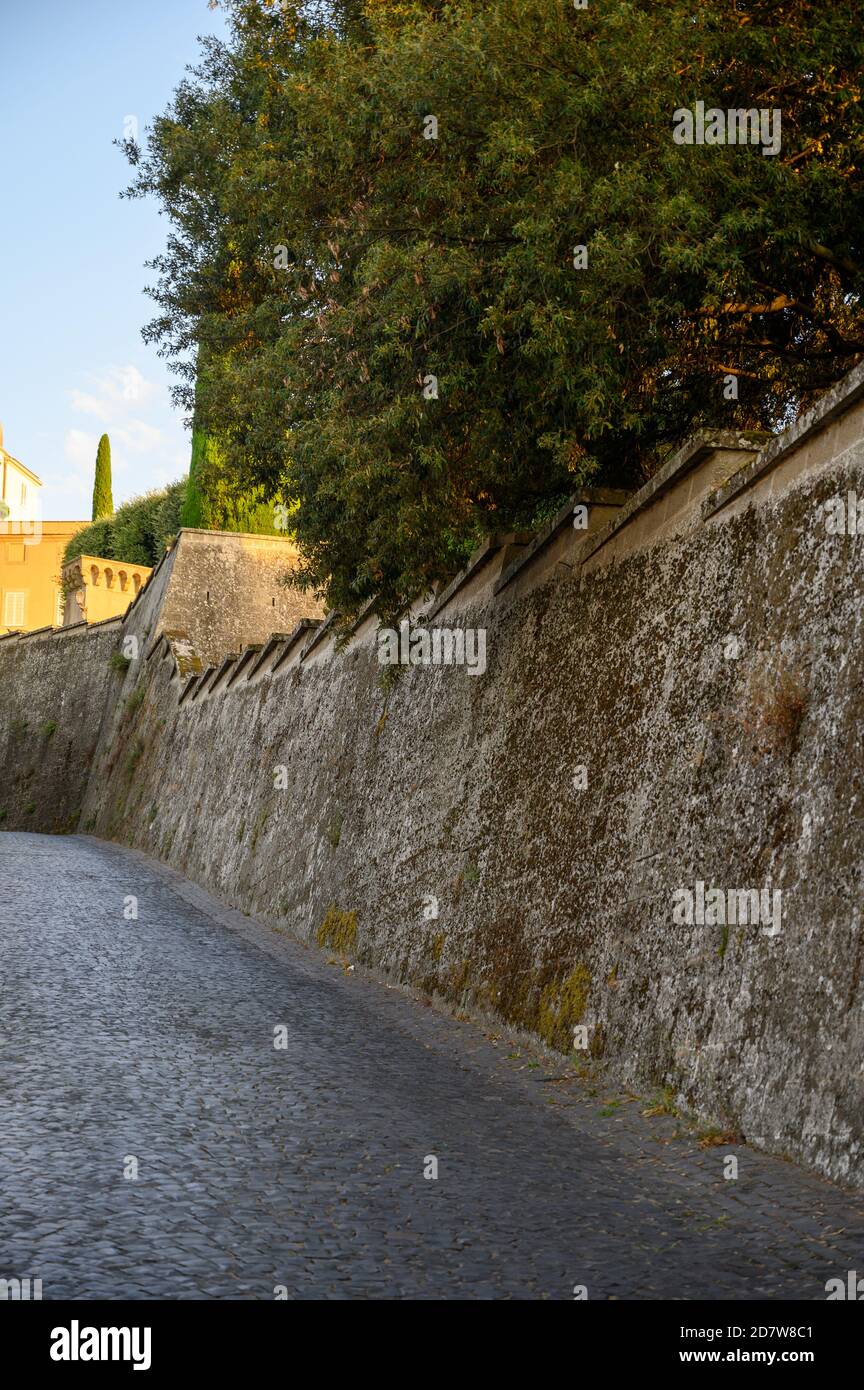 Castel Gandolfo, walls of summer residence of the pope, located on ...