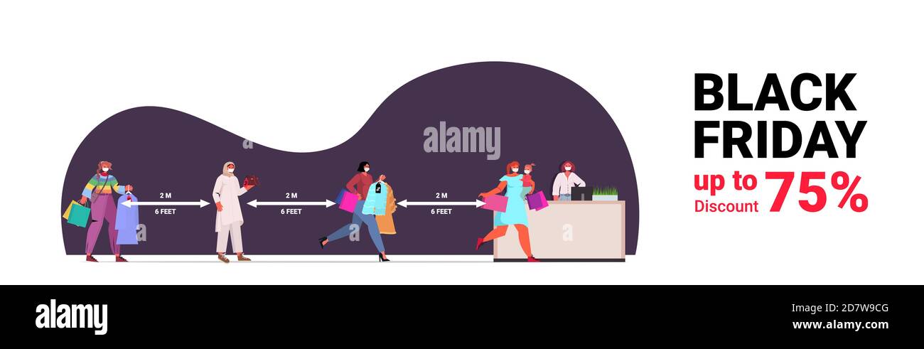 mix race people in masks buying clothes customers keeping distance to ...