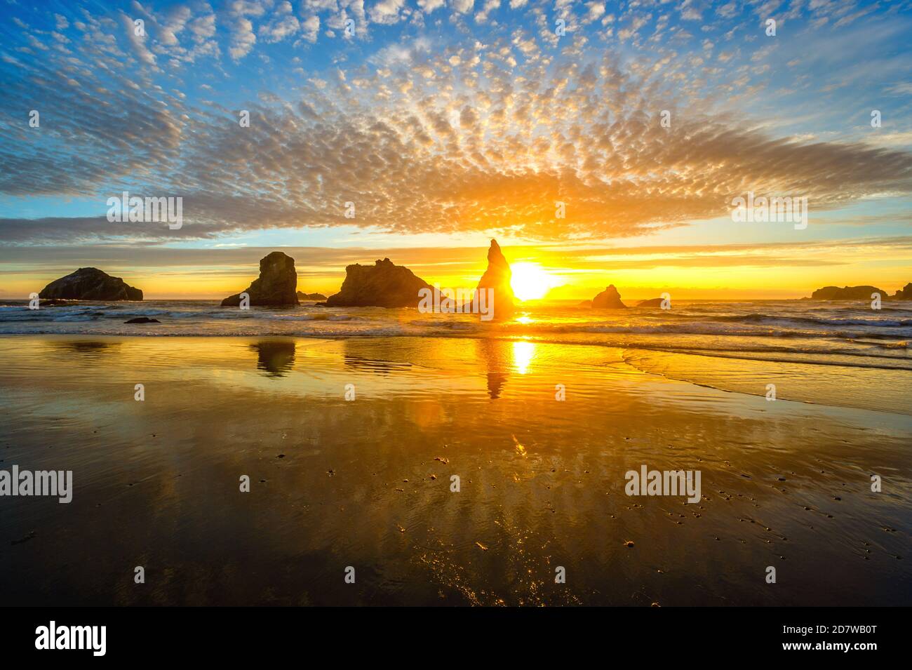 Bandon Beach at Sunset, Oregon-USA Stock Photo - Alamy