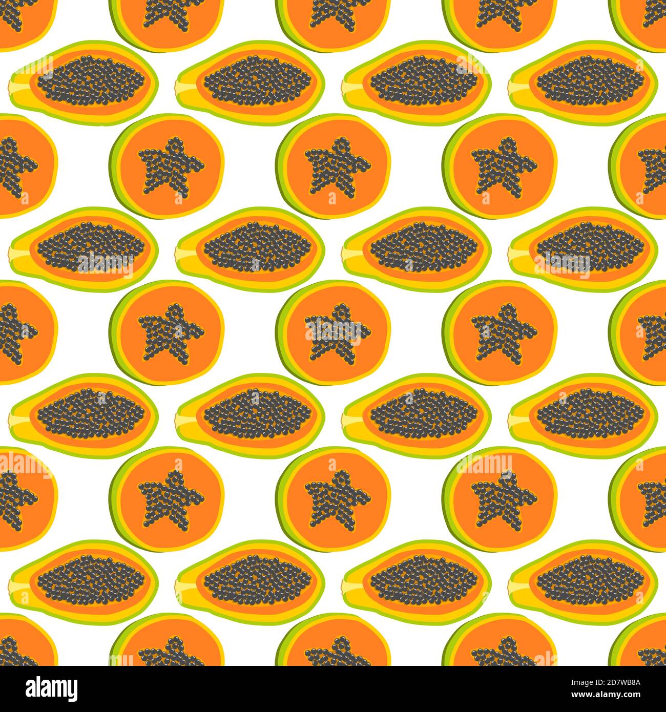 Illustration on theme big colored seamless papaya, bright fruit pattern ...