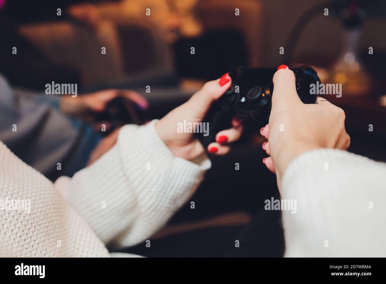 Controller or Videogame Joystick Console in hands. Close up, game ...